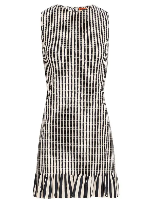SIMONMILLER Belle Smocked Mini Dress - Black White Stripe
