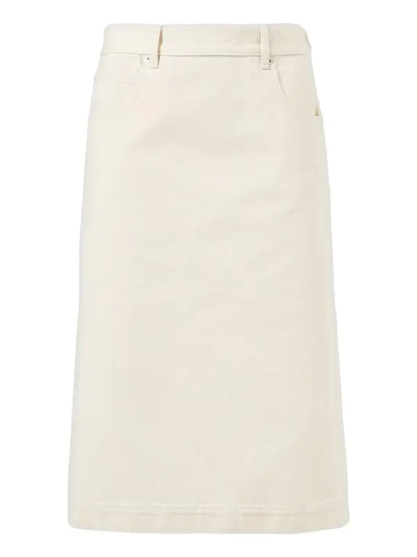 Bottega Veneta Denim Midi Skirt - White