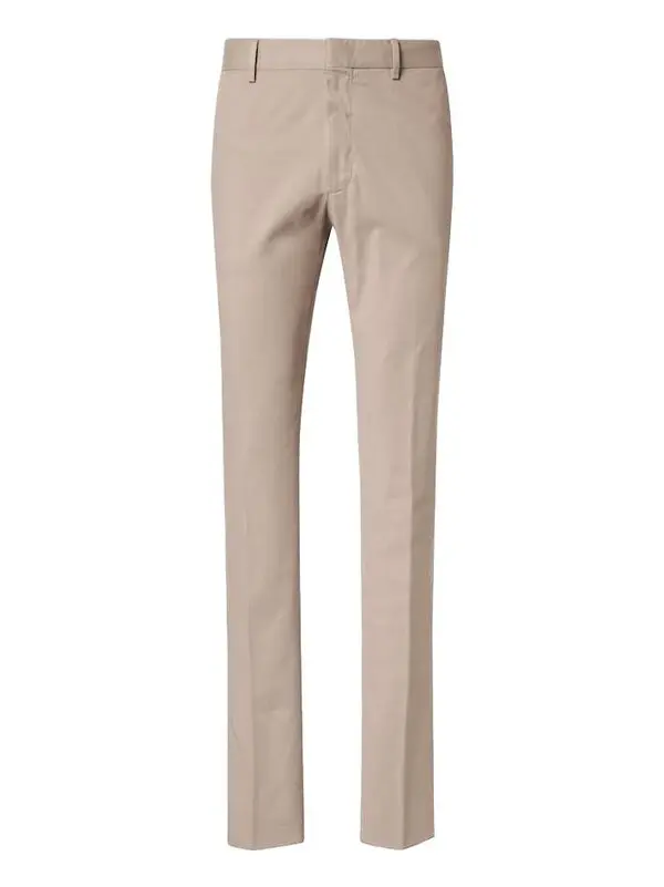 Zegna Cotton-blend Straight Trousers - Beige