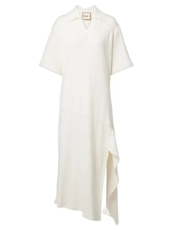Plan C Cotton Midi Shirt Dress - Yellow