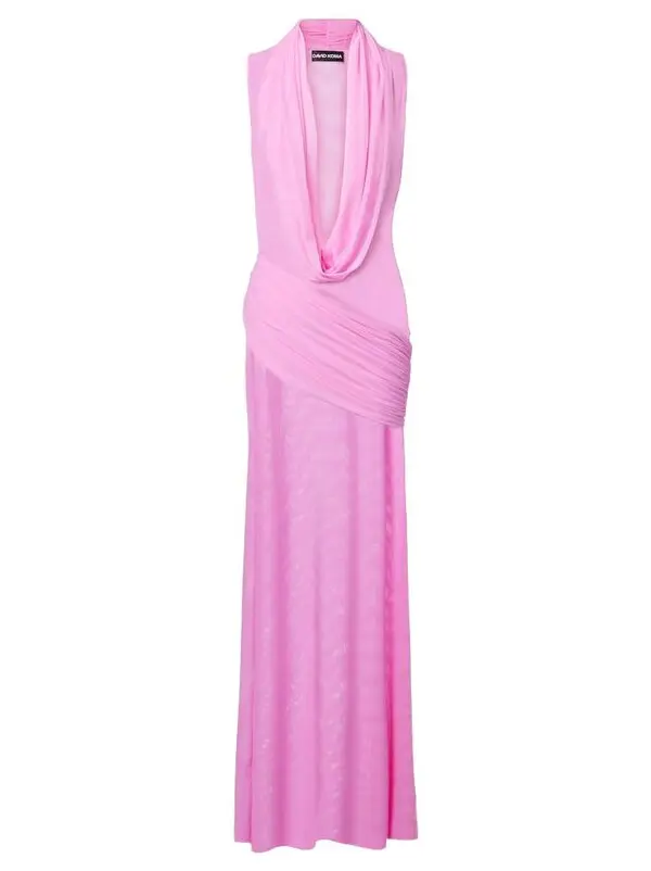David Koma Sleeveless Semi-sheer Draped Gown - Pink