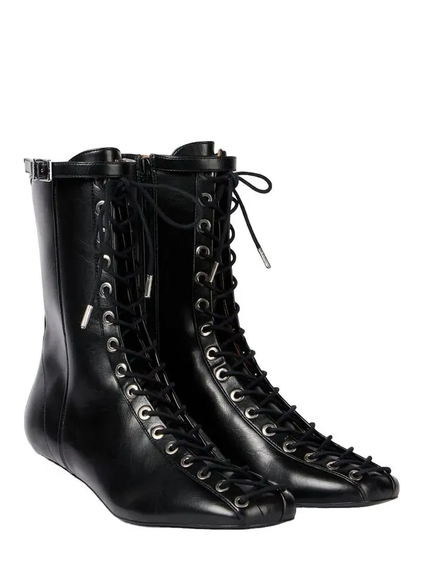 GANNI Lace-up Boots - Black