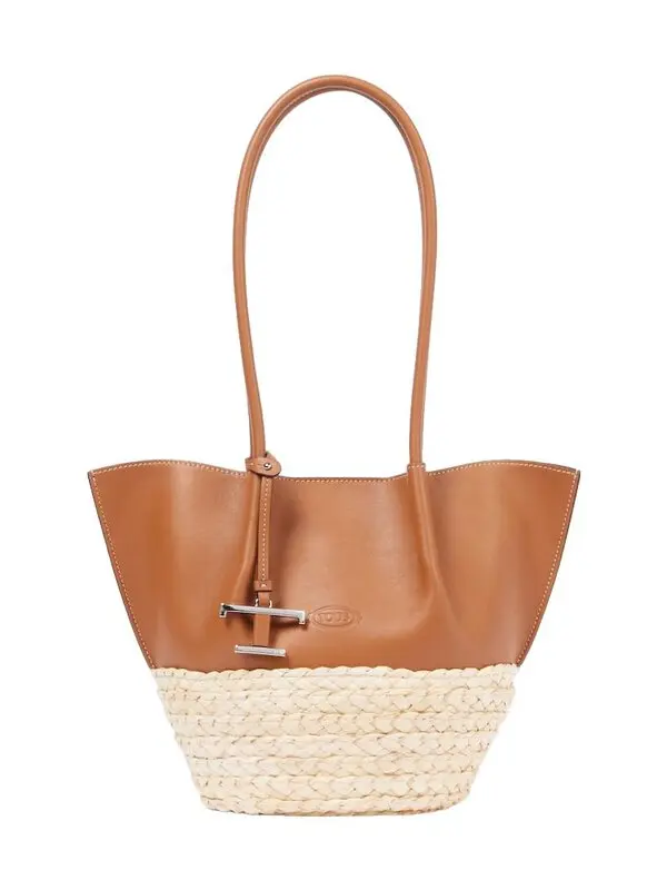 TOD'S T Timeless Small Leather Shoulder Bag - Neutrals