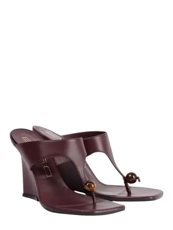 Etro 90 Leather Wedge Sandals - Burgundy