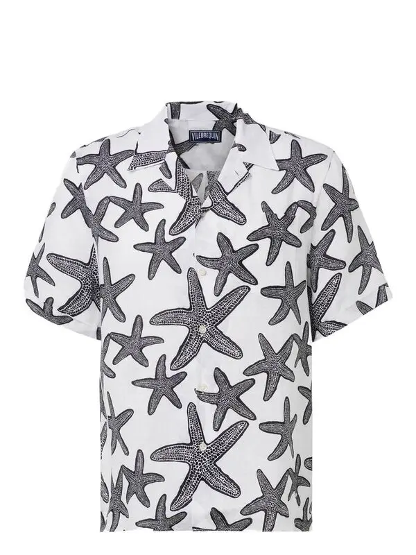 Vilebrequin Printed Linen Bowling Shirt - White