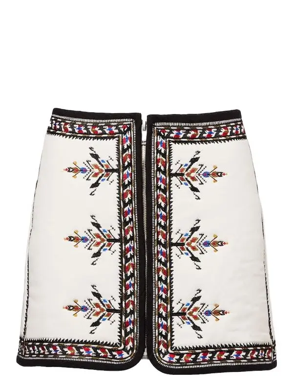 MARANT ETOILE Zeria Embroidered Cotton Miniskirt - White