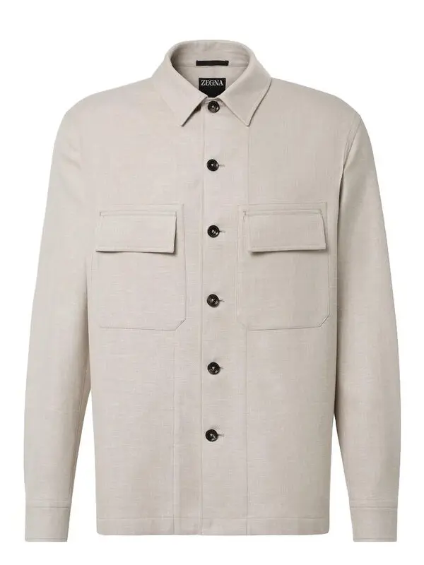 Zegna Linen, Wool, And Silk-blend Overshirt - Brown