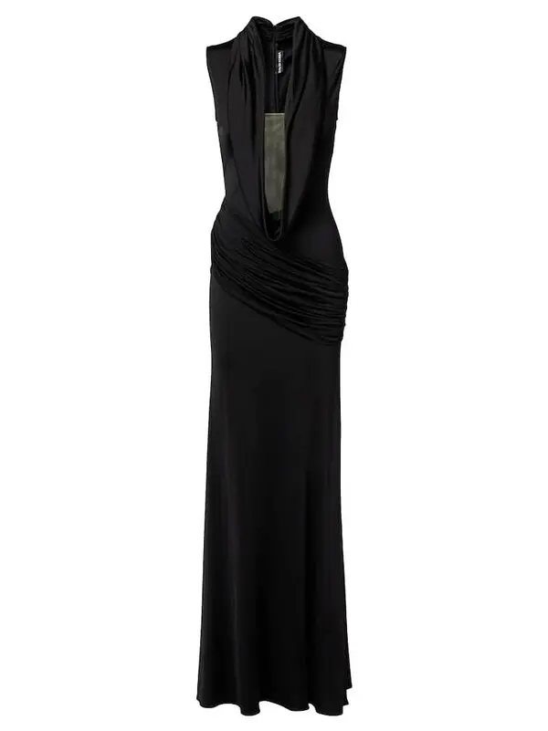 David Koma Draped Gown - Black