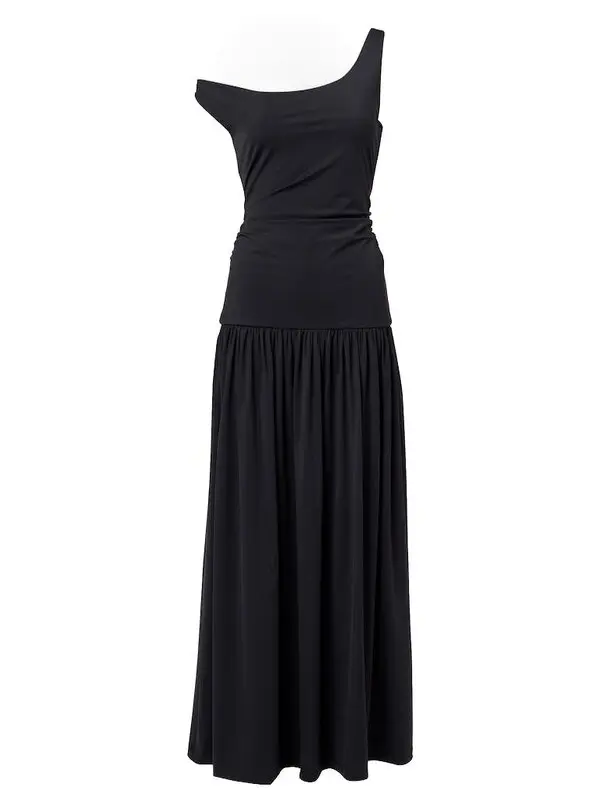RÓHE One-shoulder Plissé Maxi Dress - Black