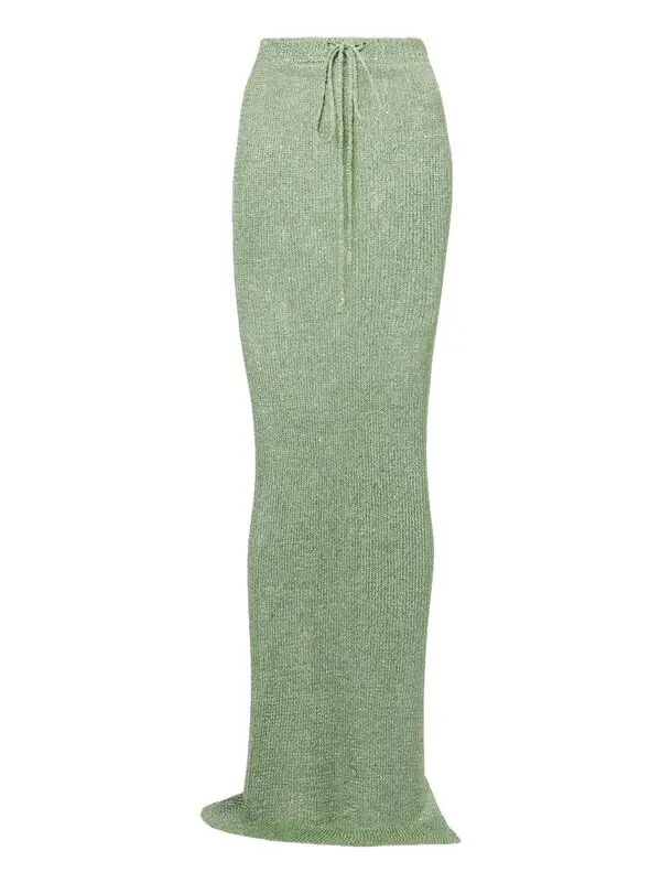 BANANHOT Alma Sequined Knitted Maxi Skirt - Green