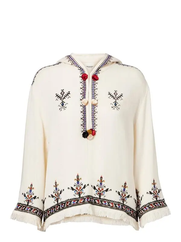 MARANT ETOILE Kameya Embroidered Hooded Top - White