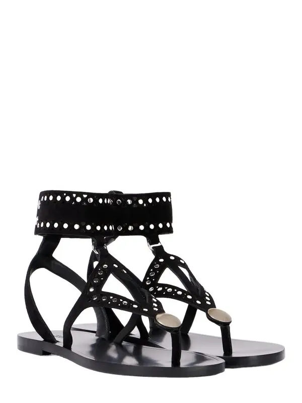 Isabel Marant Edil Studded Leather Sandals - Black