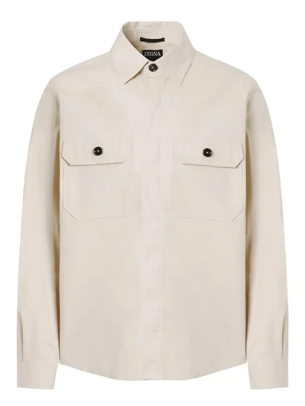 Zegna Cotton-blend Overshirt - Beige
