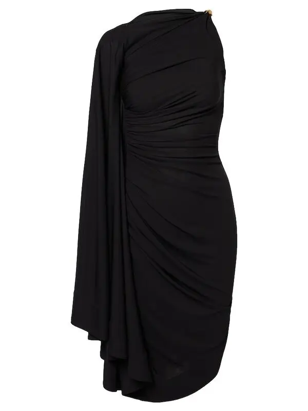 Bottega Veneta Embellished Draped Jersey Midi Dress - Black