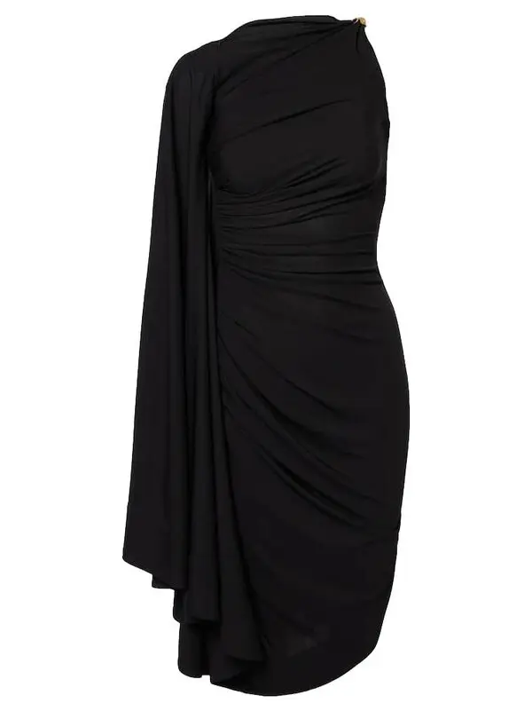Bottega Veneta Embellished Draped Jersey Midi Dress - Black