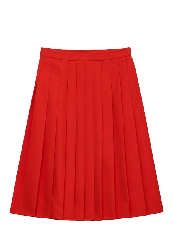Prada Pleated Gabardine Midi-skirt - Red
