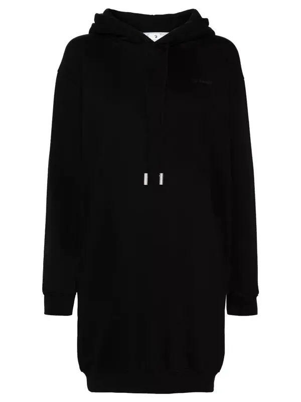 Off-White Logo-print Hoodie Dress - Black