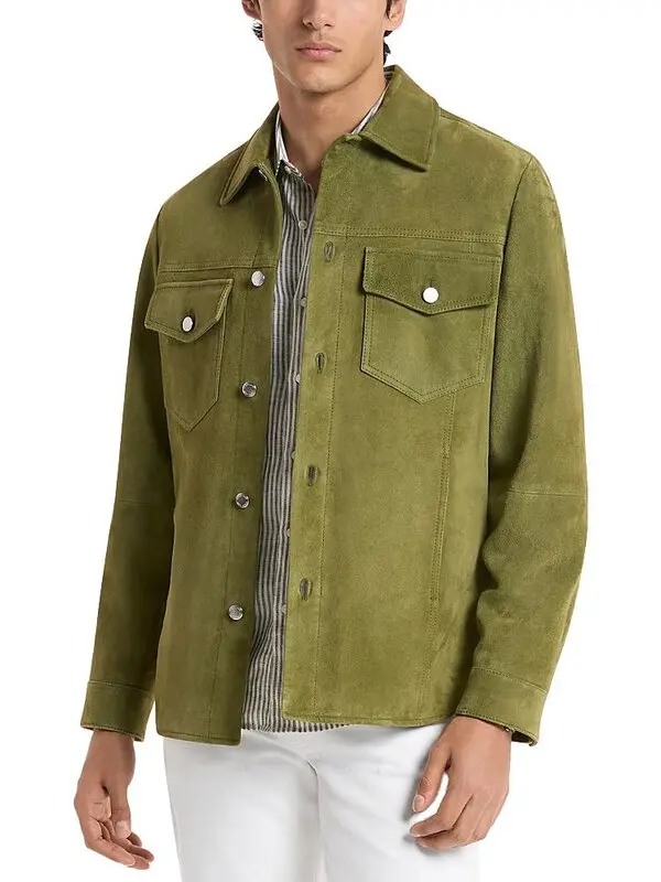 Michael Kors Suede Shirt Jacket - Evergreen