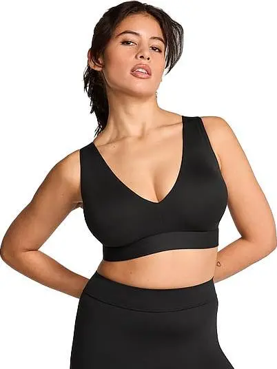 Pink Relay Strappy Plunge Sports Bra - Black