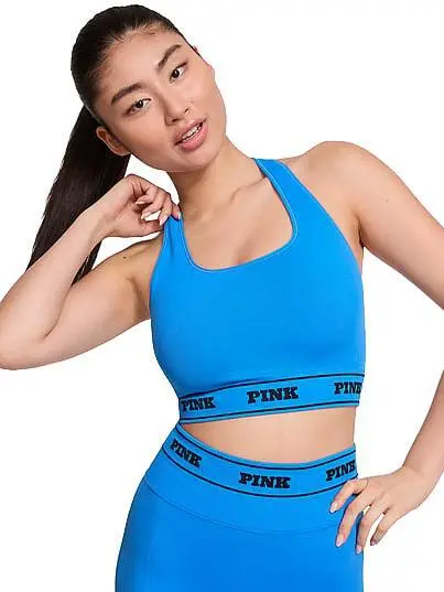 Pink Seamless Reversible Sports Bra - Blue