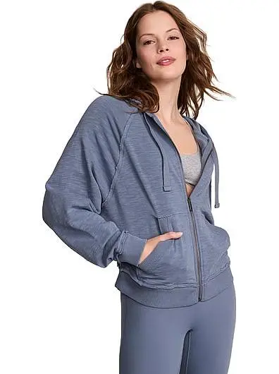 Pink Lightweight Lounge Full-zip Hoodie - Blue