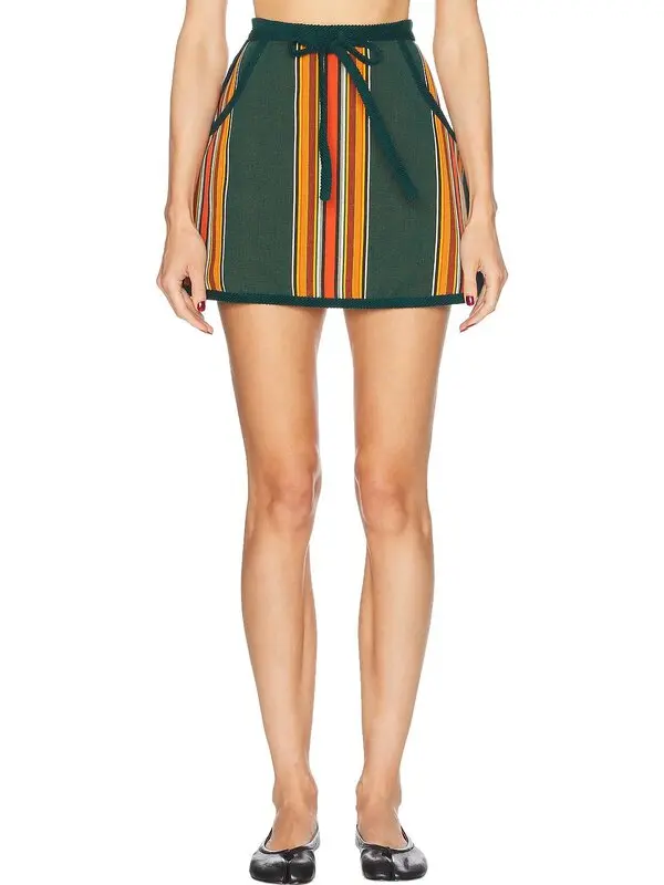 BODE Parakeet Stripe Skirt - Green Multi