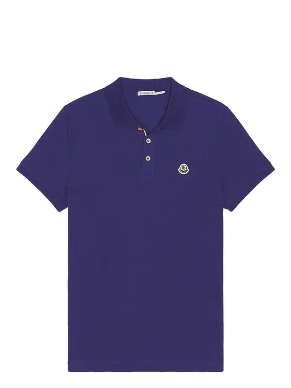 Moncler Short Sleeve Polo In Navy - Blue