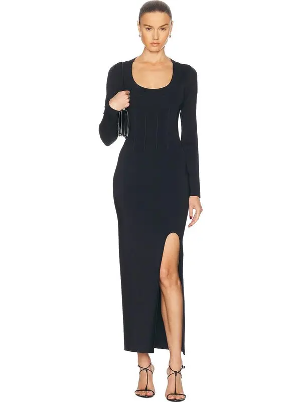 Galvan Atlanta Ballet Neck Dress - Midnight