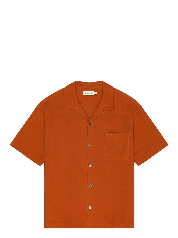 FRAME Jacquard Relaxed Shirt In Burnt Orange - Dark Orange