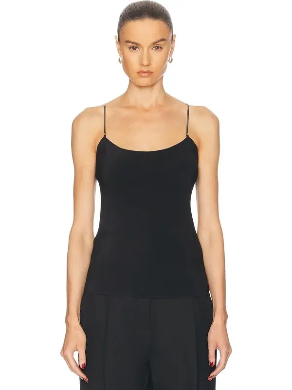 ST. AGNI Fine Chain Silk Cami Top - Black