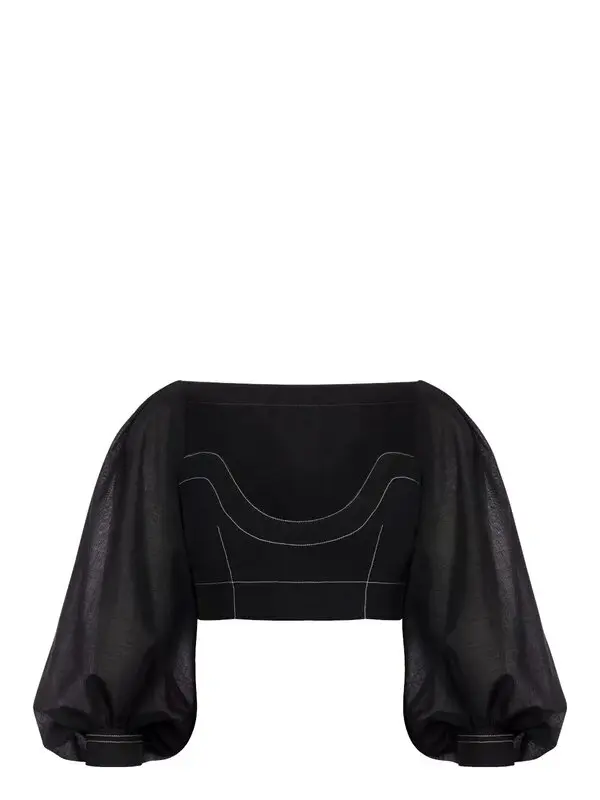 Philosophy Di Lorenzo Serafini Bishop-sleeves Crop Top - Black