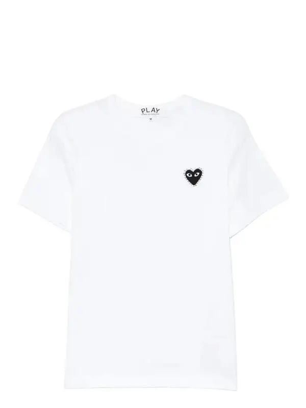 Play Comme Des Garcon Rhinestone Emblem T-shirt - White