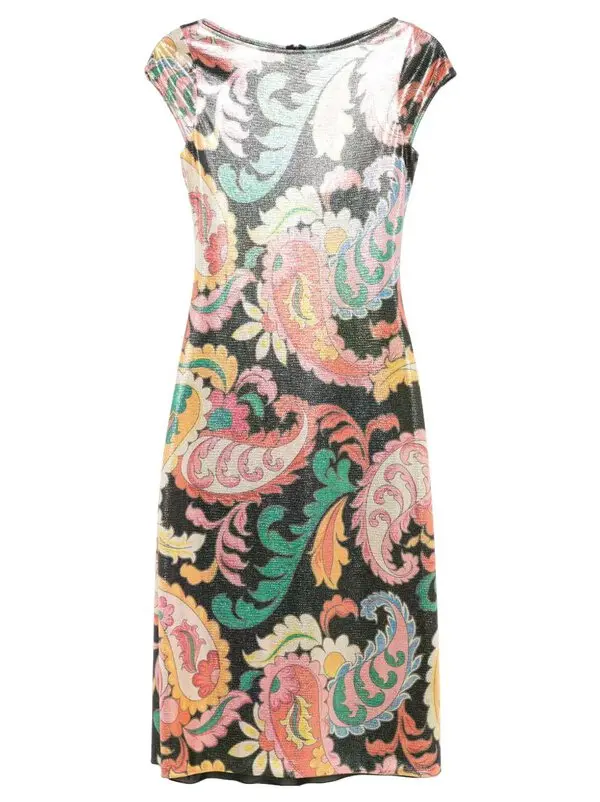 Etro Paisley-print Laminated Midi Dress - Black