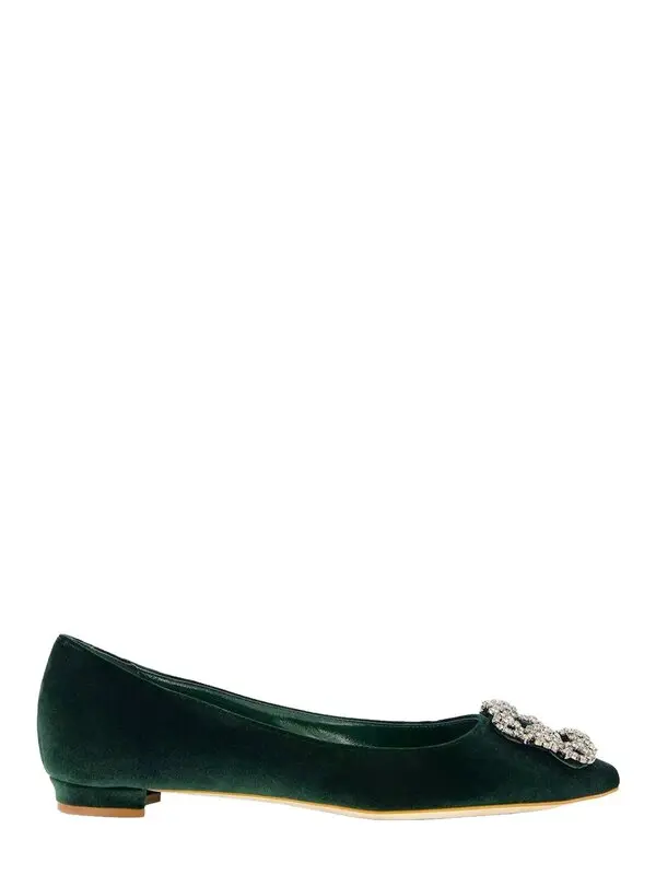 Manolo Blahnik Hangisi Flats - Green