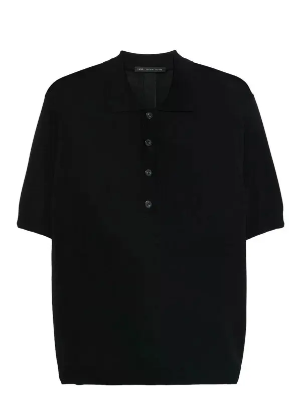 LOW BRAND Knitted Polo Shirt - Black