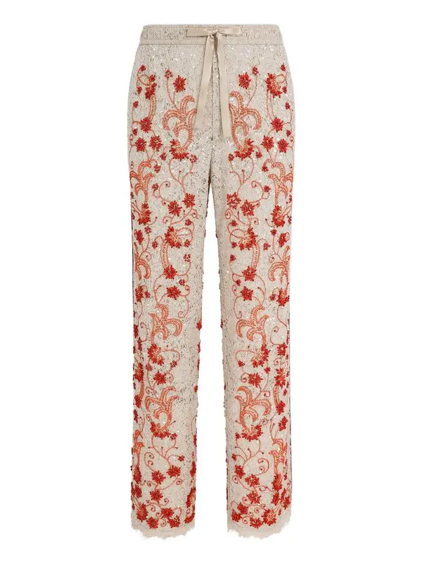 Dolce & Gabbana Lace Pants With Embroidery - Beige