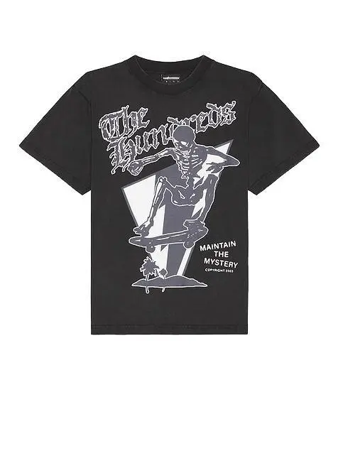 THE HUNDREDS Skull Mountain Tee In Black - Washed Black