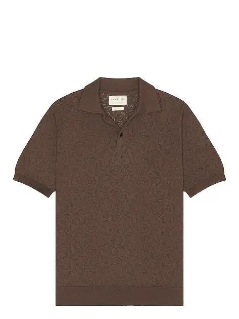 FAR AFIELD Belser Knitted Polo In Brown - Dark Brown Sun Swirls