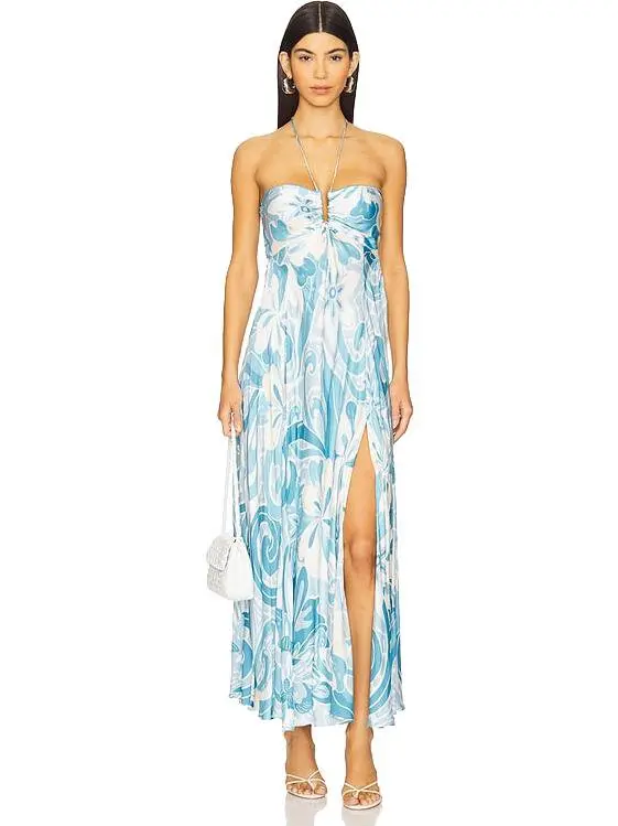Poupette St Barth Carla Maxi Dress In Baby Blue - Blue Fantasia