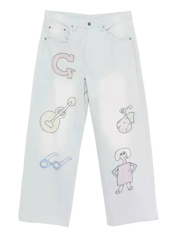 GLASS CYPRESS Embroidered Jeans - Blue
