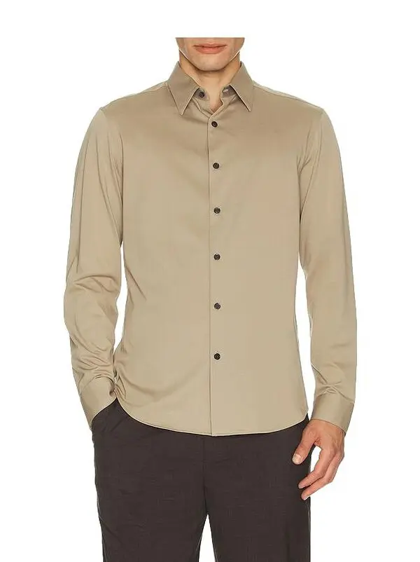 Theory Sylvain Structure Knit Shirt In Grey - Feather