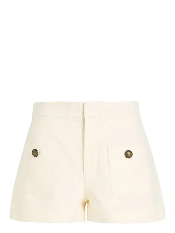 FRAME High-rise Cotton-tweed Shorts - Cream