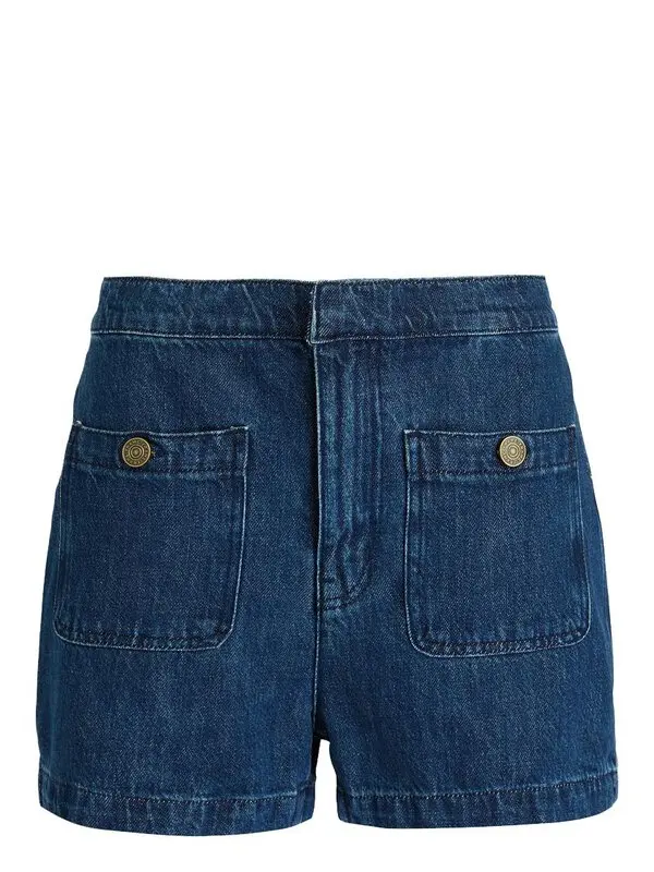 FRAME High-rise Denim Shorts - Dark Denim