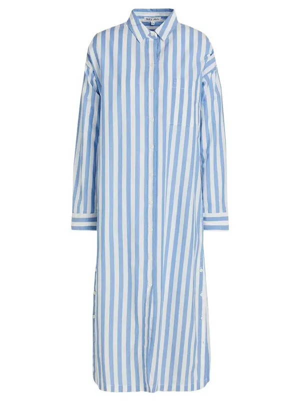 ALEX MILL Striped Cotton And Linen-blend Midi Shirt Dress - Light Blue