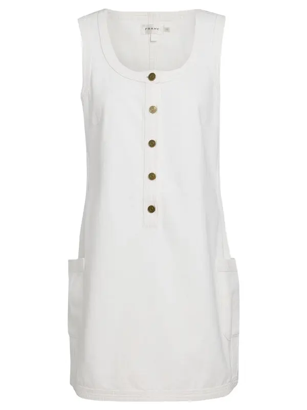 FRAME Trapunto Denim Mini Dress - White