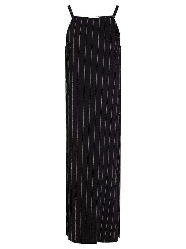 Loulou De Saison Loulou Studio Etta Striped Twill Midi Dress - Black