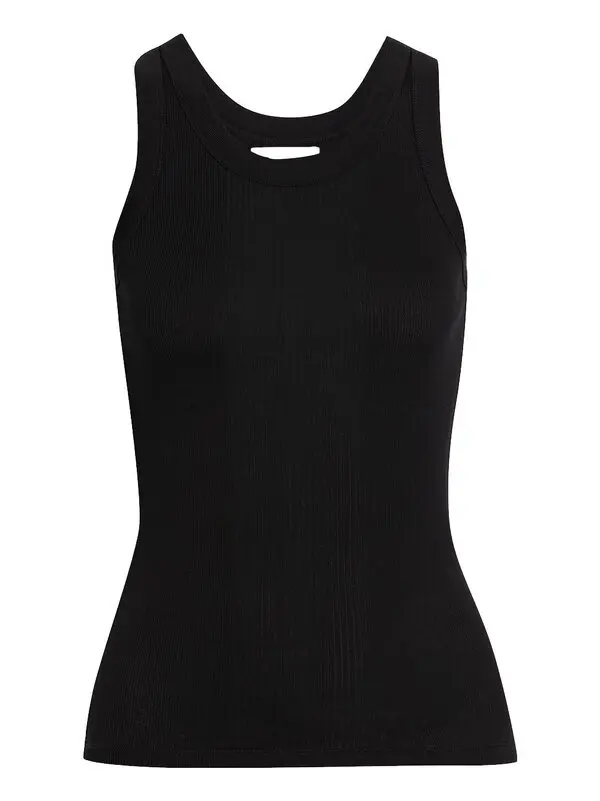 Loulou De Saison Limba Ribbed Cotton Tank - Black