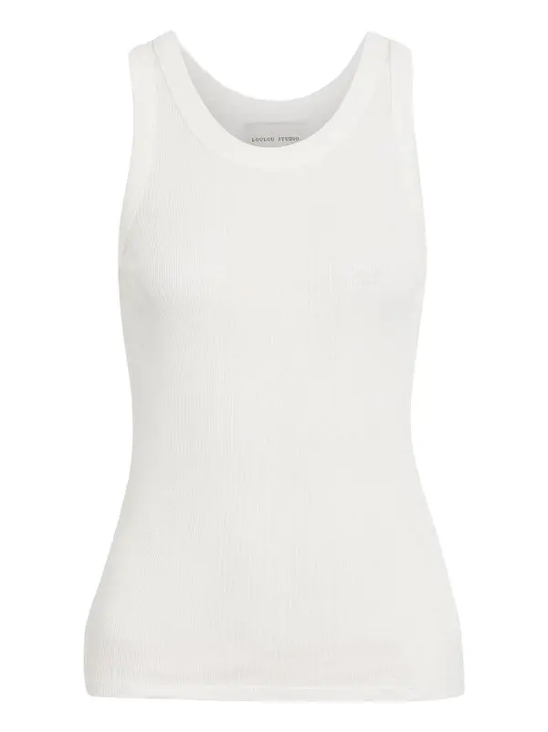 Loulou De Saison Limba Ribbed Cotton Tank - White