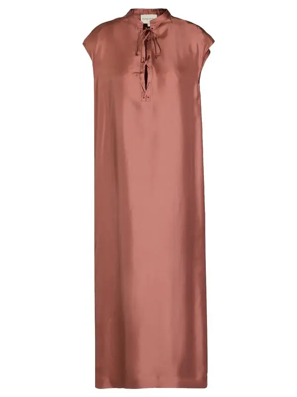 Loulou De Saison Demeter Lace-up Silk Twill Midi Dress - Antique Rose