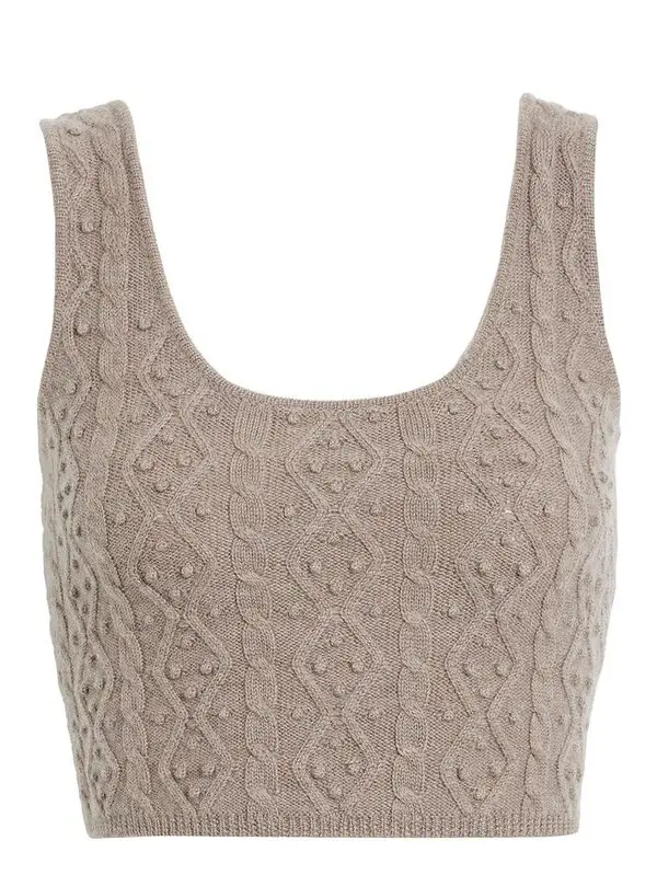 Loulou De Saison Loulou Studio Iris Cropped Cable-knit Tank - Mushroom